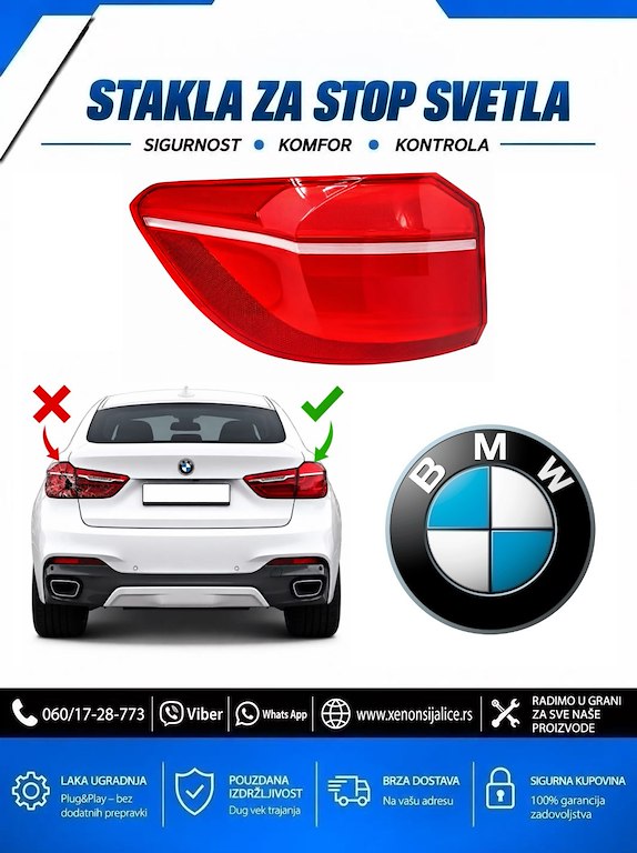 STAKLO ZA STOP SVETLO SPOLJNO BMW X6 F16 14-19