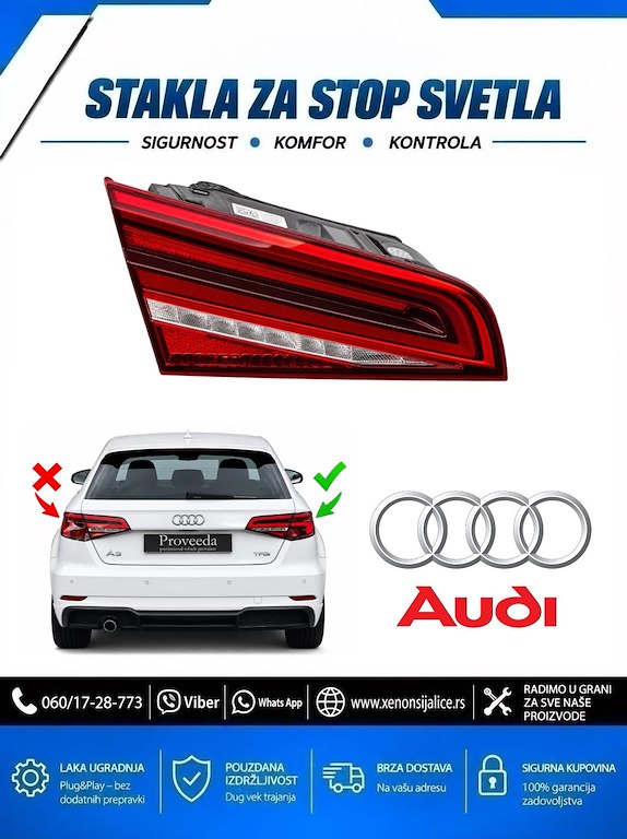 STAKLO ZA STOP SVETLO UNUTRASNJE AUDI A3 15-19 HATCHBACK