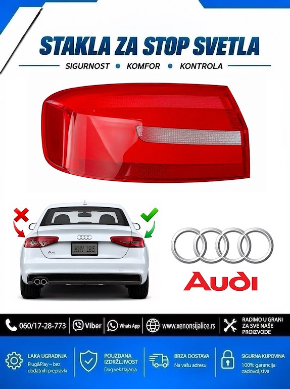 STAKLO ZA STOP SVETLO SPOLJNO AUDI A4 12-16