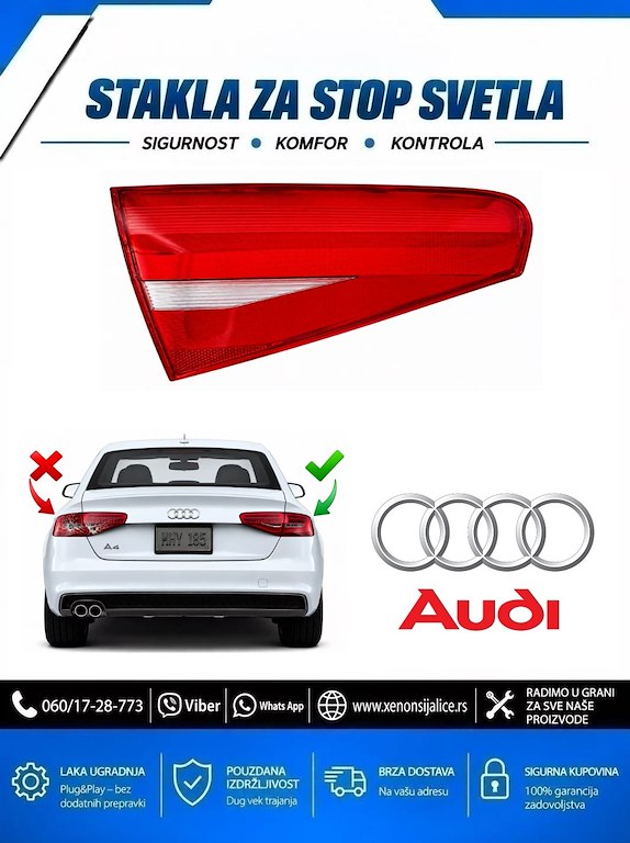 STAKLO ZA STOP SVETLO UNUTRASNJE AUDI A4 12-16