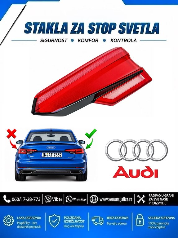 STAKLO ZA STOP SVETLO UNUTRASNJE AUDI A4 16-20