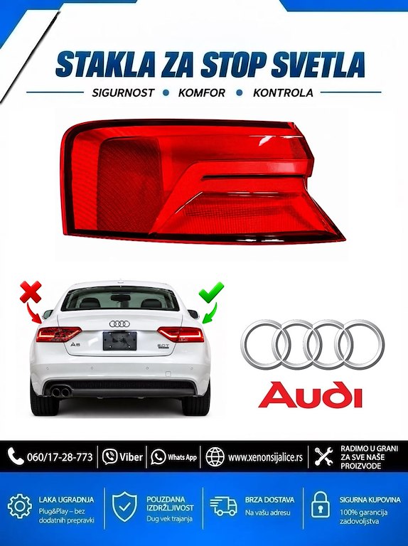 STAKLO ZA STOP SVETLO SPOLJNO AUDI A5 12-16