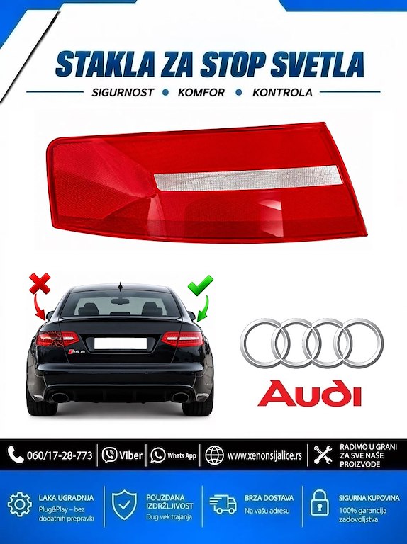 STAKLO ZA STOP SVETLO SPOLJNO AUDI A6 08-12