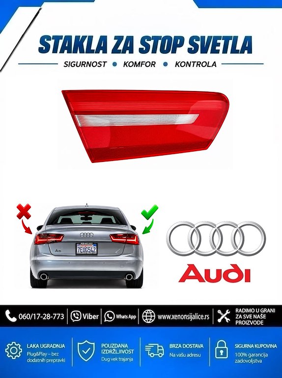 STAKLO ZA STOP SVETLO UNUTRASNJE AUDI A6 12-15