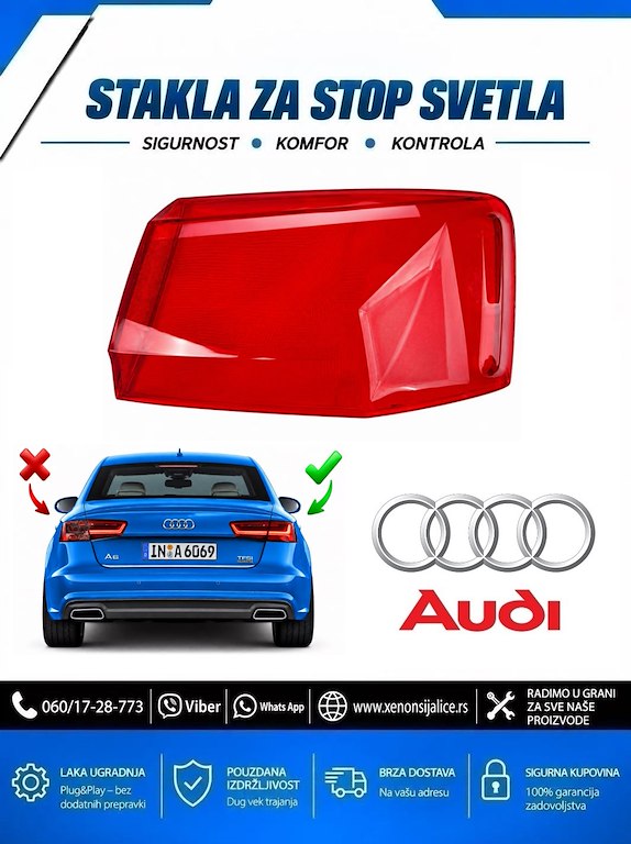 STAKLO ZA STOP SVETLO SPOLJNO AUDI A6 15-18