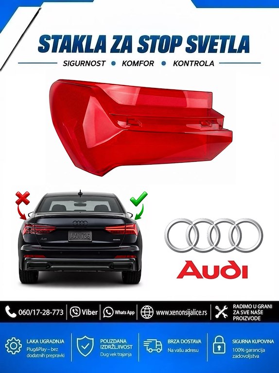STAKLO ZA STOP SVETLO SPOLJNO AUDI A6 18-24