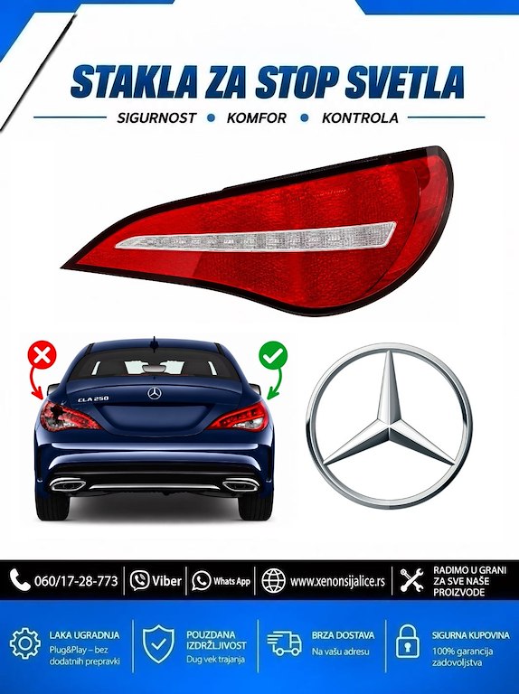 STAKLO ZA STOP SVETLO MERCEDES CLA C117 16-19
