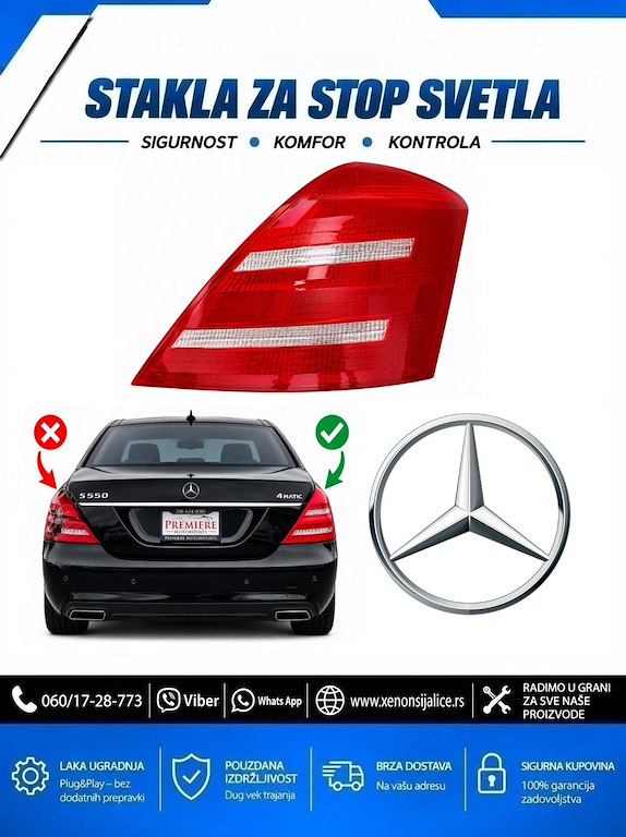 STAKLO ZA STOP SVETLO MERCEDES S KLASA W221 09-13