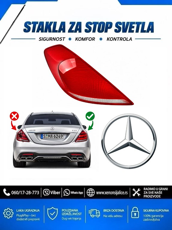 STAKLO ZA STOP SVETLO MERCEDES S KLASA W222 13-17