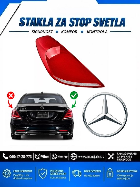 STAKLO ZA STOP SVETLO MERCEDES S KLASA W222 17-20