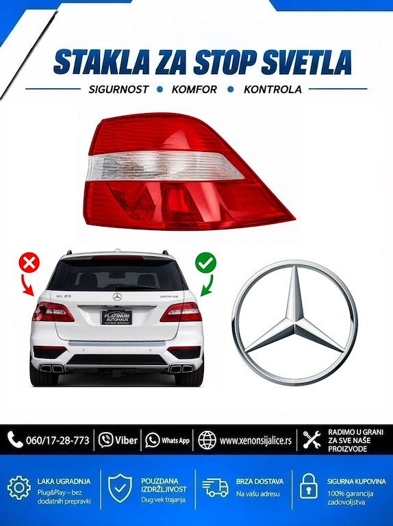 STAKLO ZA STOP SVETLO MERCEDES ML W166 11-15