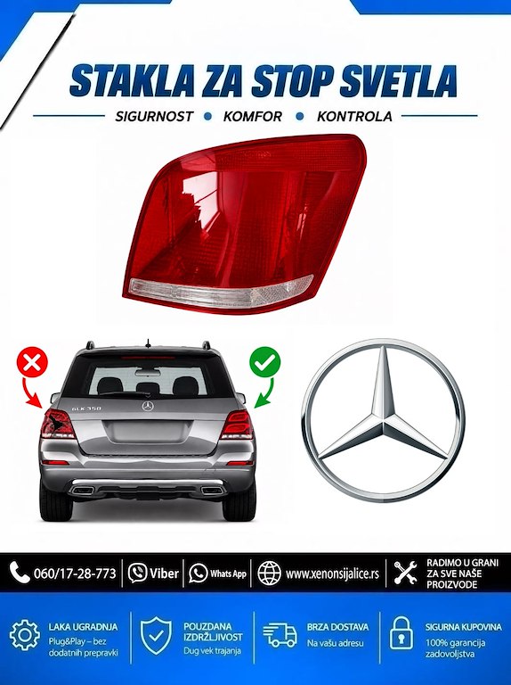 STAKLO ZA STOP SVETLO MERCEDES GLK X204 12-15