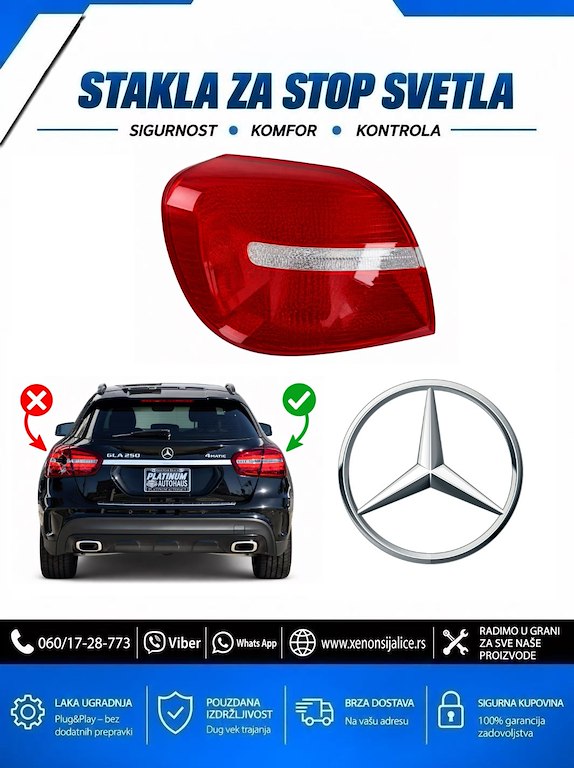 STAKLO ZA STOP SVETLO SPOLJNO MERCEDES GLA X156 17-20