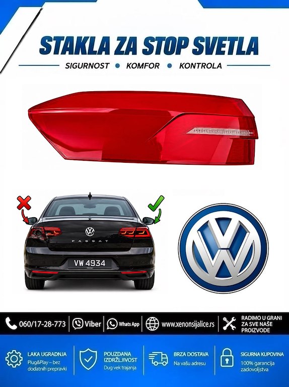 STAKLO ZA STOP SVETLO SPOLJNO VW PASSAT B8.5 20-23