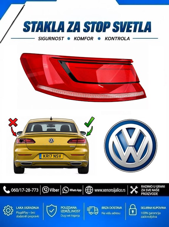 STAKLO ZA STOP SVETLO SPOLJNO VW PASSAT CC 18-23