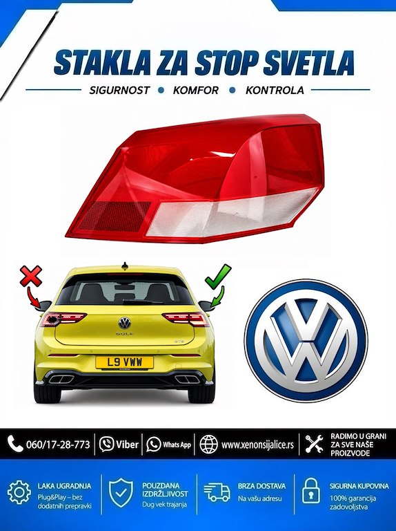 STAKLO ZA STOP SVETLO SPOLJNO VW GOLF 8 19-24