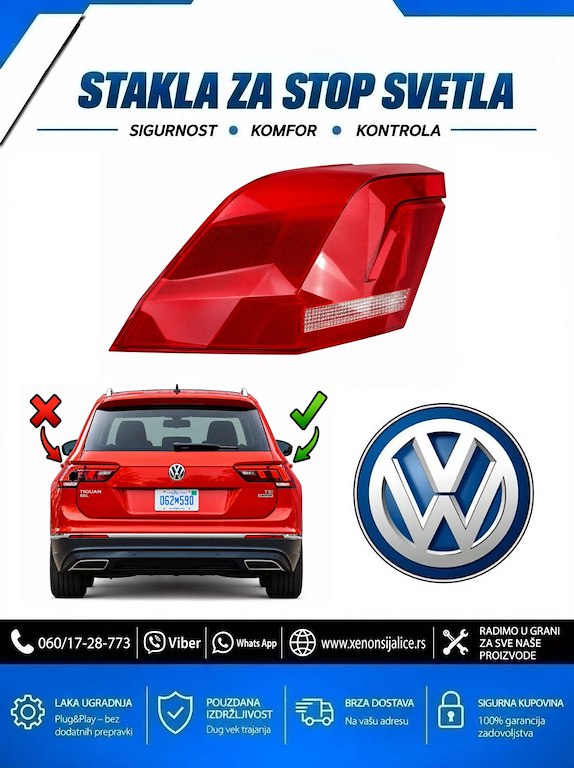 STAKLO ZA STOP SVETLO SPOLJNO VW TIGUAN 17-22 HALOGEN