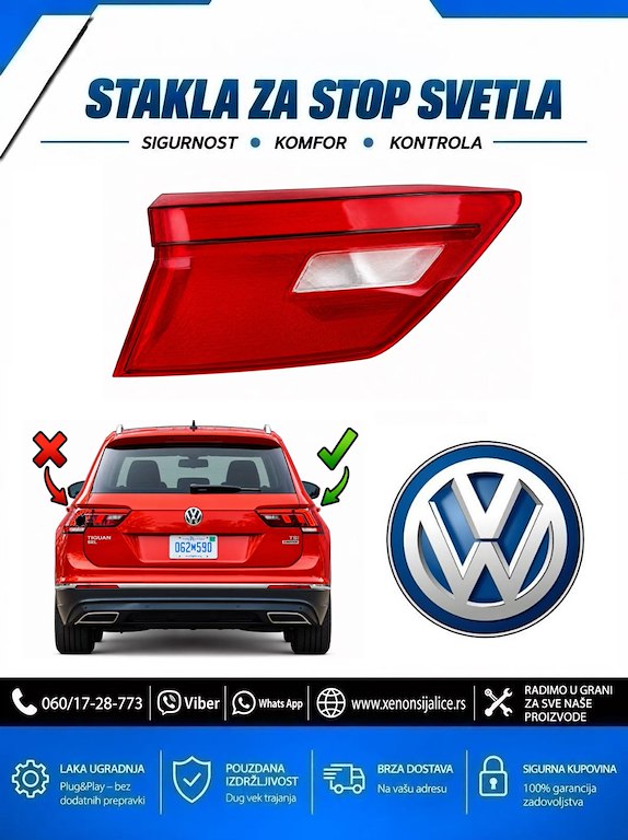 STAKLO ZA STOP SVETLO UNUTRASNJE VW TIGUAN 17-22 HALOGEN