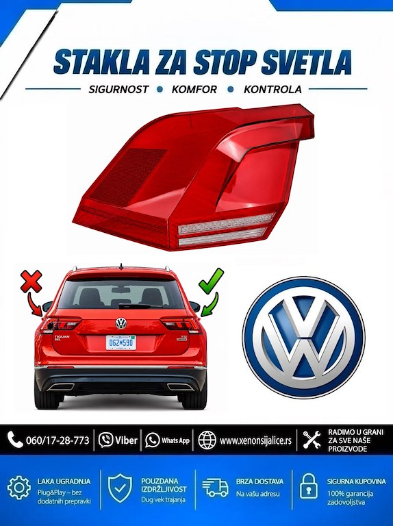 STAKLO ZA STOP SVETLO SPOLJNO VW TIGUAN 17-22 LED