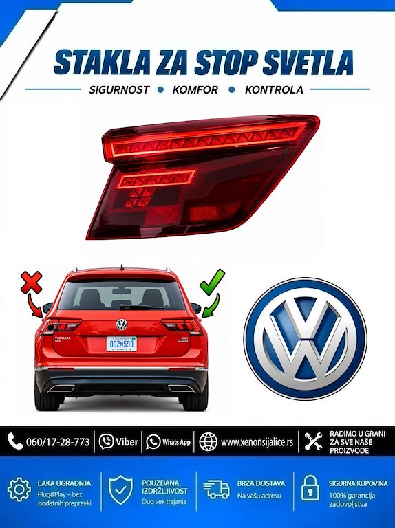 STAKLO ZA STOP SVETLO UNUTRASNJE VW TIGUAN 17-22 LED