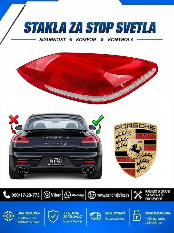STAKLO ZA STOP SVETLO PORSCHE PANAMERA 14-17
