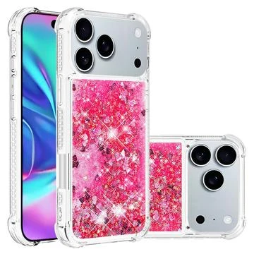 IPHONE 17 PRO/18 PRO GLITTER QUICKSAND TPU CASE - PINK HEARTS