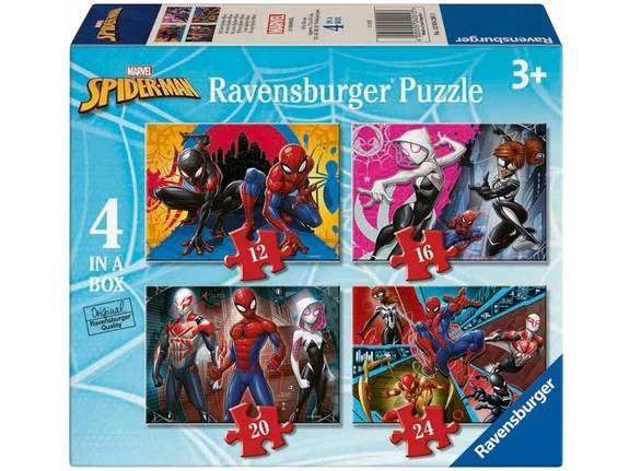 Ravensburger Puzzle za decu Marvel Spider-Man 12/16/20/24 dela 3+ 4 u kutiji