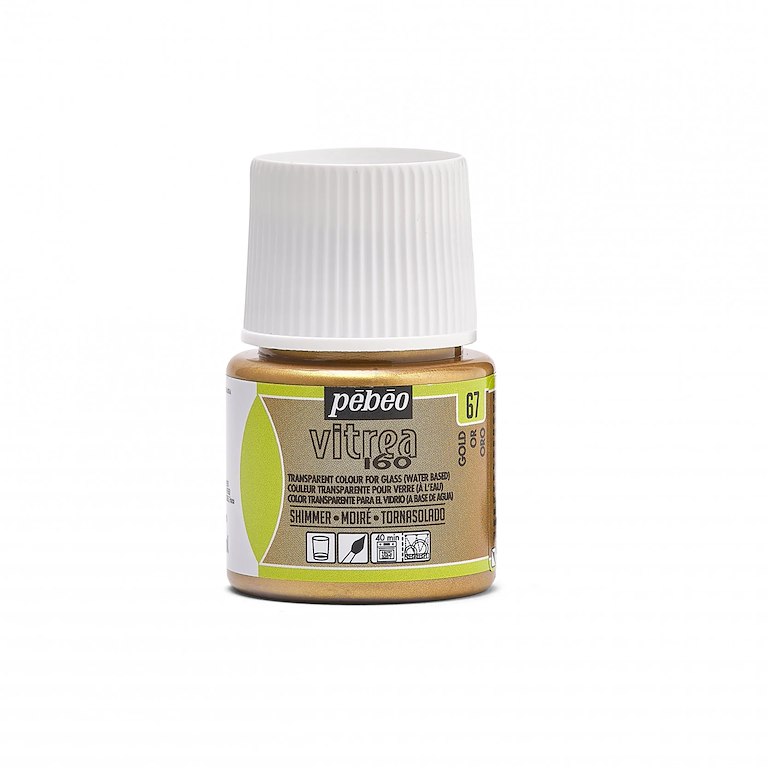 Boja za staklo i vitraž Pebeo Vitrea 160 – 45 ml, Shimmer Gold