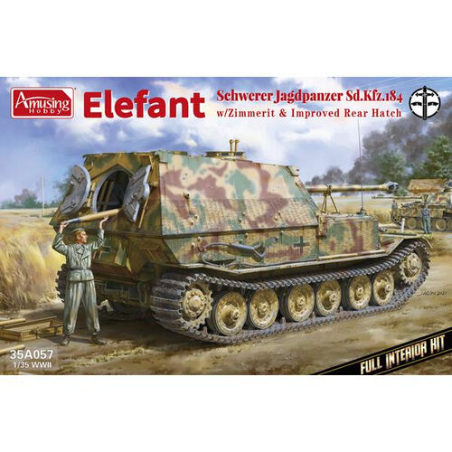 NEW! Amusing Hobby 35A057 Elefant - Schwerer Jagdpanzer Sd.Kfz.184 with Zimmerit and FULL INTERIOR