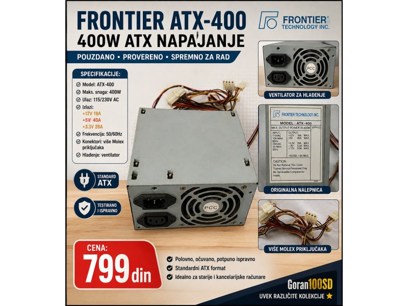 FRONTIER ATX-400 400W – ATX NAPAJANJE ZA RAČUNAR
