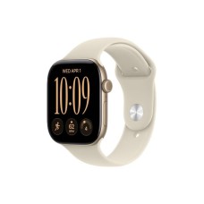 APPLE Watch Series 12 GPS + Cellular 46mm Light Gold Aluminium Case with Sand Sport Band - S/M (MJGA4WF/A)