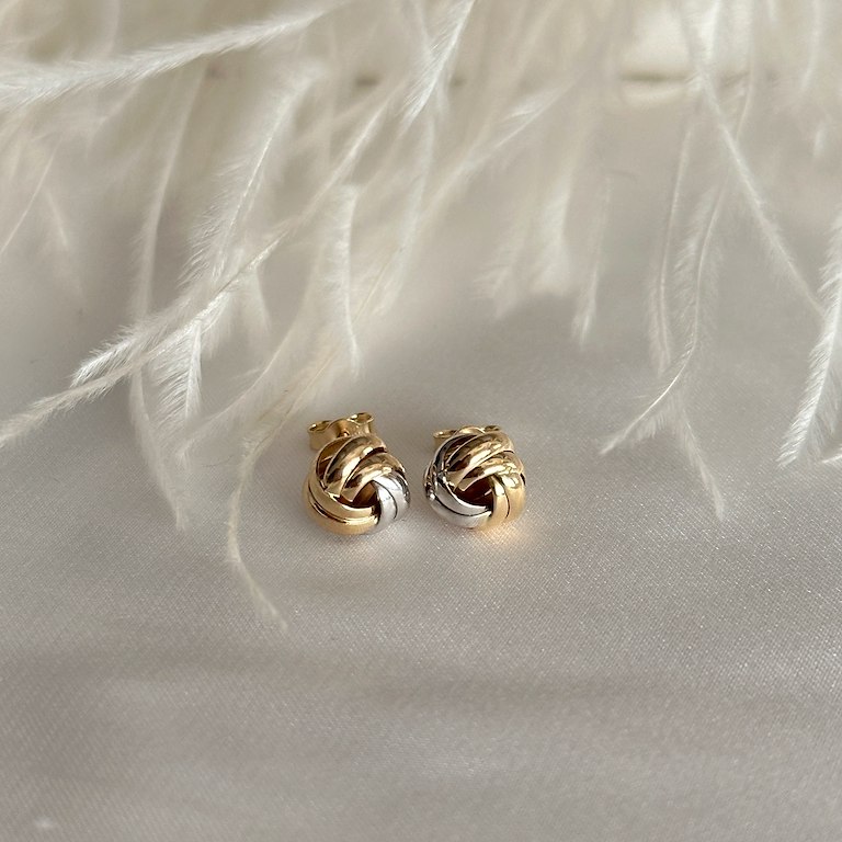 Minđuše gnezdo, belo i žuto zlato