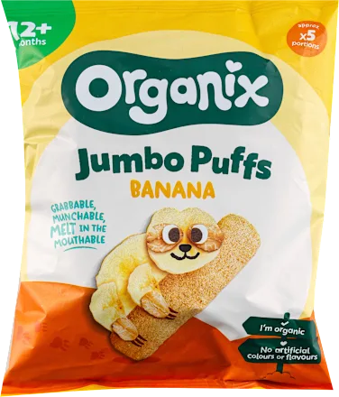 Organix
Organski pečeni ekstrudirani kukuruzni i ovseni flips sa prelivom od banane, 12+ meseci, 25 g
Dijetetska namirnica