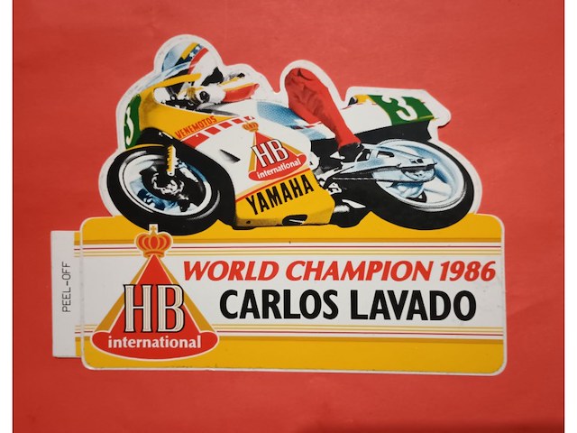 HB-WORLD CHAMPION 1986-CARLOS LAVADO-PROMO NALEPNICA