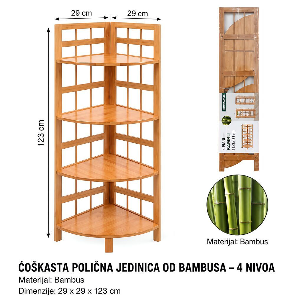 KMT Bambusova polica za odlaganje nivoa 5404423-A Ugaona polica od