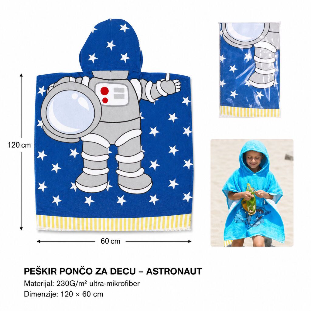 KMT Dečiji peškir plašt astronaut 297102 - Tip: peškir pončo za decu