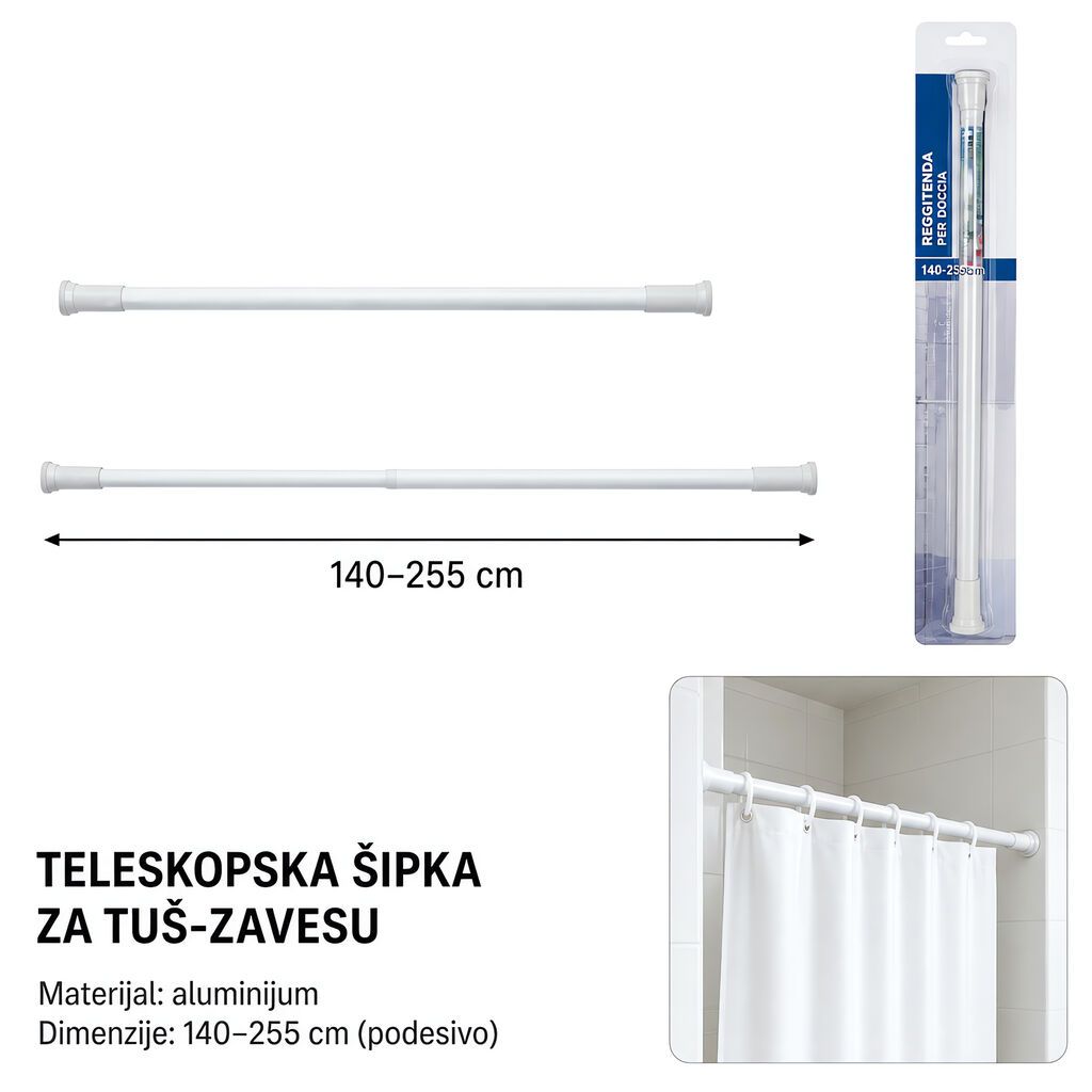 Aluminijumsko-plastična šipka za zavesu za tuš 5200324-A - Tip