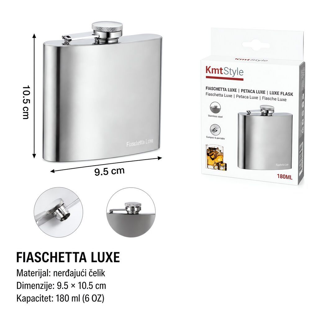 KMT 6 OZ bočica 2406230-A Metalna pljoska za nošenje i sipanje