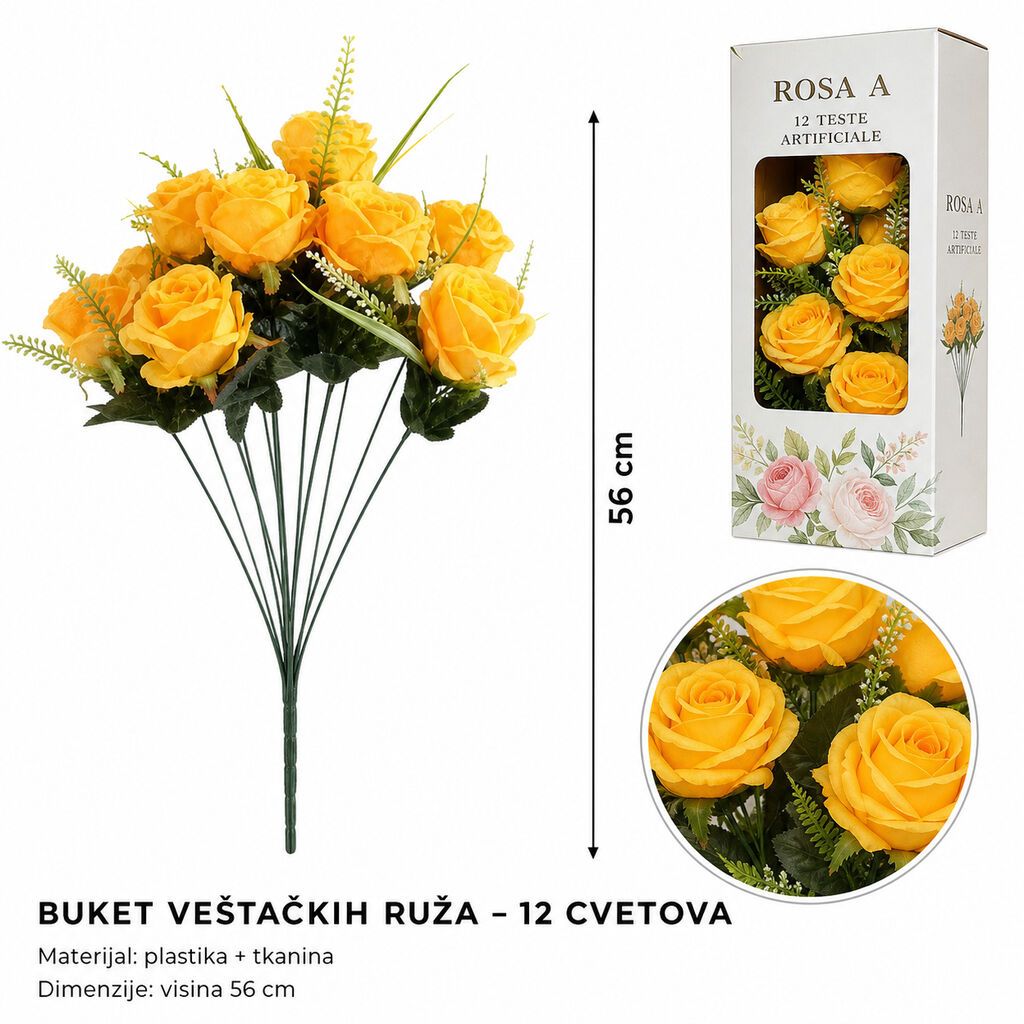 KMT 12 boja 710411 Buket veštačkih ruža – 12 cvetova, idealan za