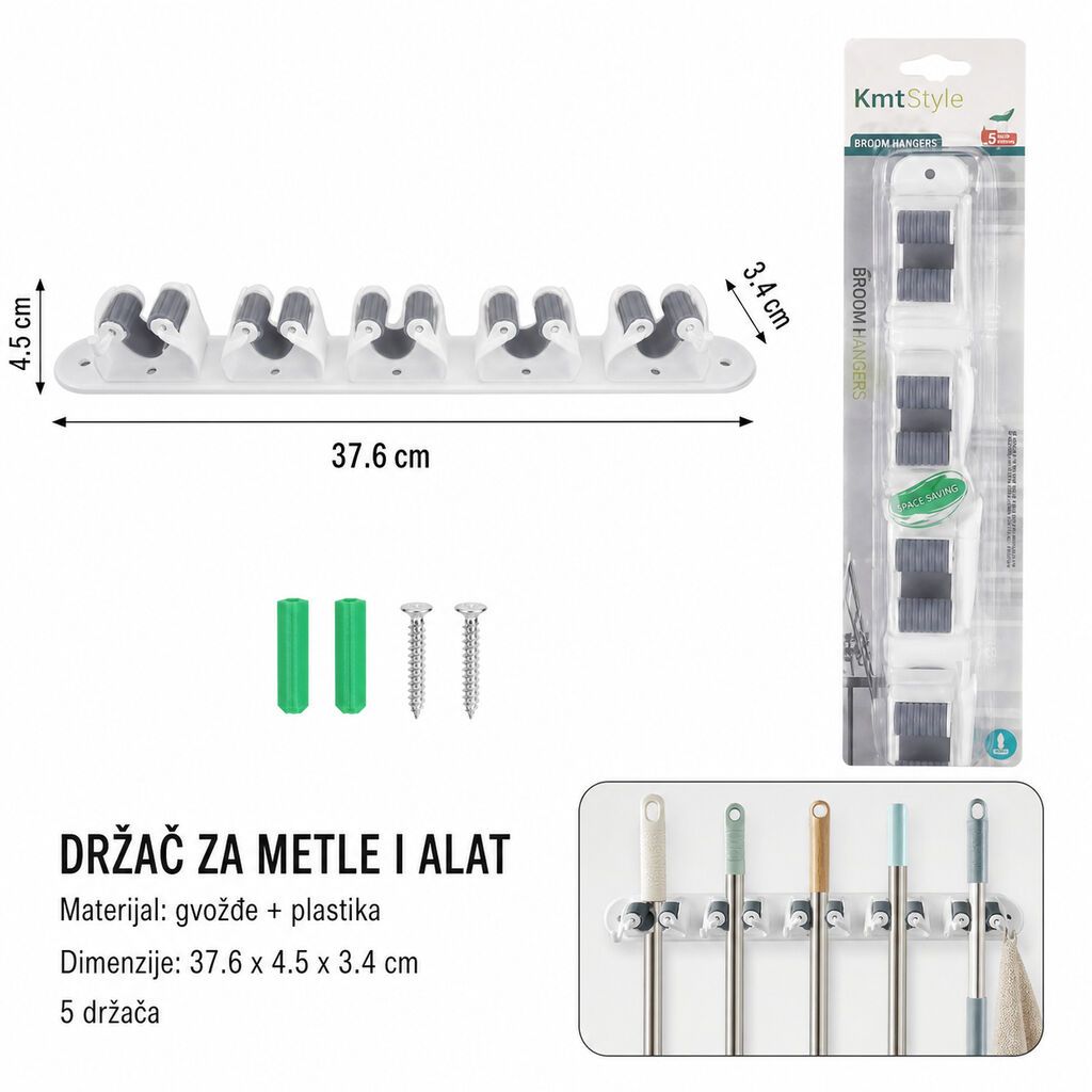 KMT 5 kuka za brisanje krpe 3280470 Praktičan zidni držač za metle i