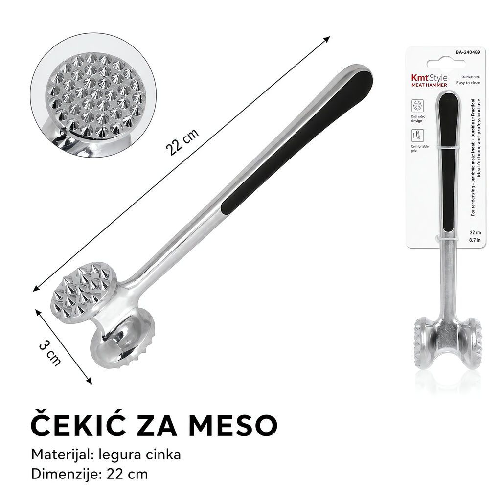 Čekić za meso 2407489-A Opis: - Metalni čekić za omekšavanje i