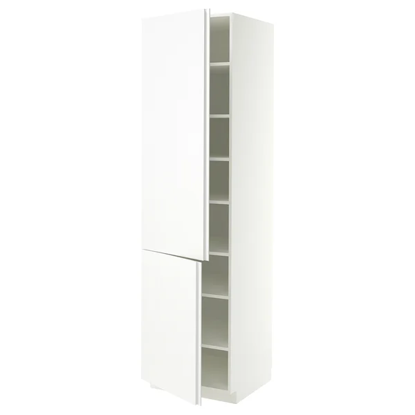 Visoki element s policama/2 vrata, bela/VOXTORP mat bela vertikalna ručka, 60x60x220 cm