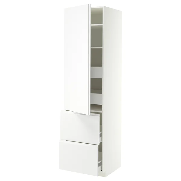 Vis.el. s polic/4fiok/vrat/2front, bela/VOXTORP mat bela vertikalna ručka, 60x60x220 cm
