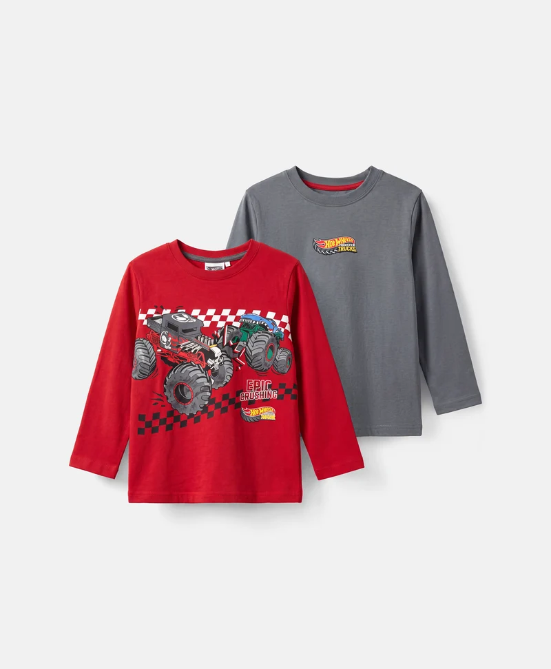 Komplet majica dugih rukava za dečake Hot Wheels, 2 komada, 100% pamuk