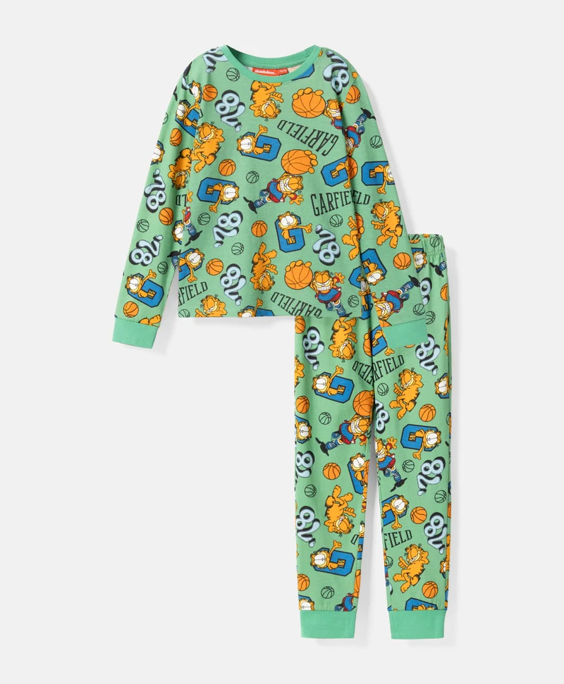 Pidžama za dečake Garfield od 100% pamuka, zelena
