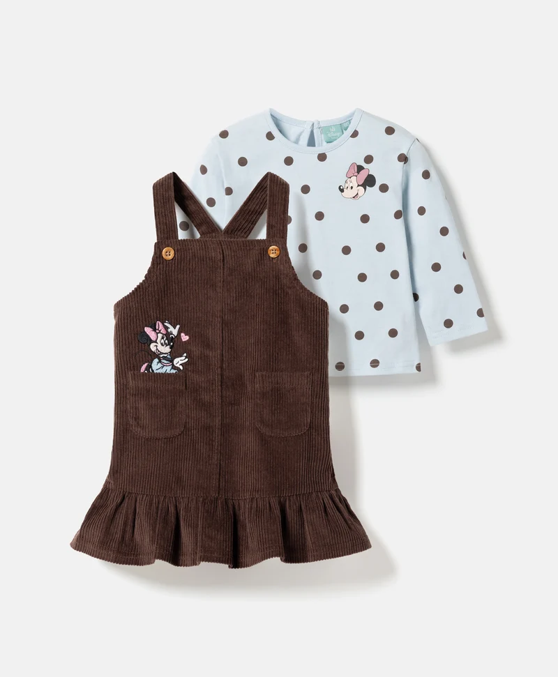 Komplet za bebe za devojčice sa Minnie majicom i haljinom, 100% pamuk