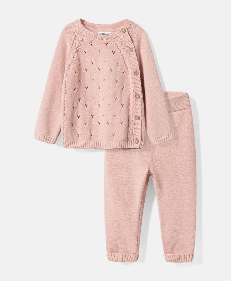 2-delni pleteni komplet za bebe devojčice od 100% pamuka