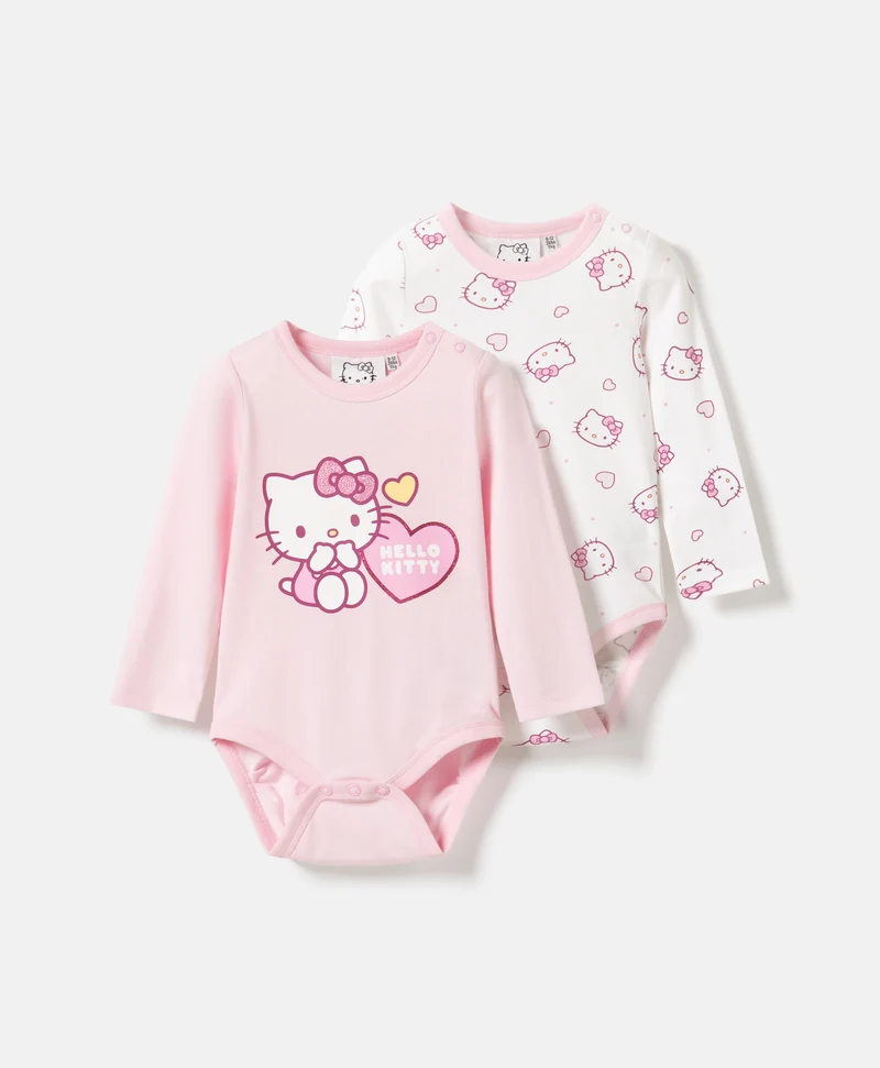 Komplet bodija dugih rukava za devojčice Hello Kitty, 2 komada, 100% pamuk