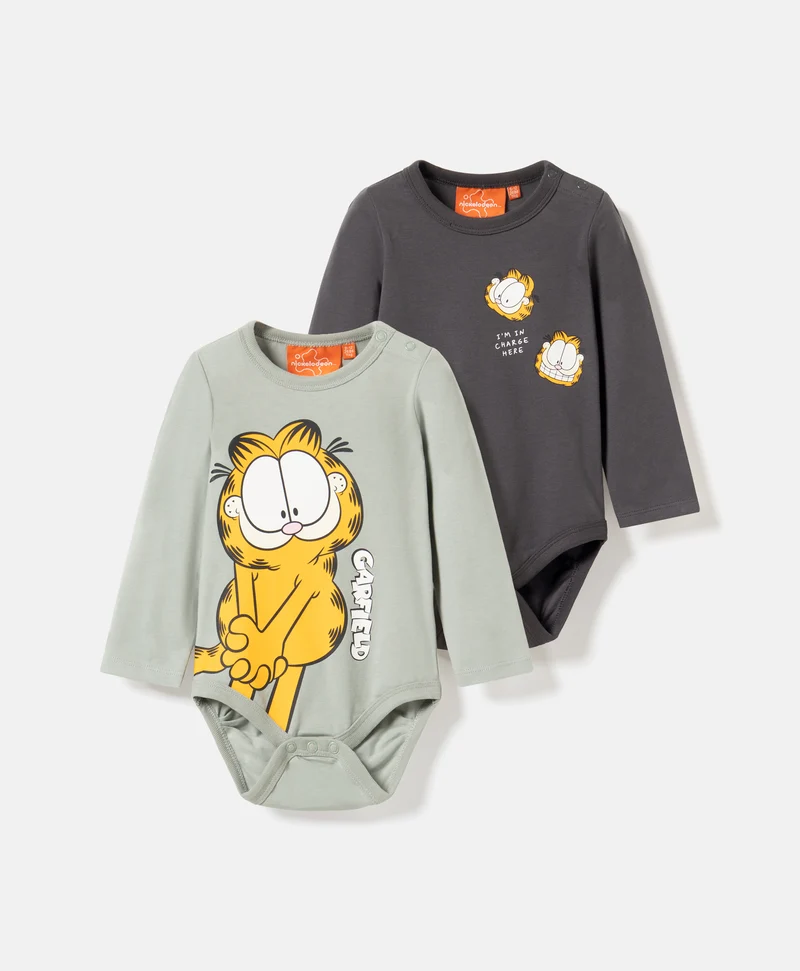 Set bodija za bebe dečake Garfield, dug rukav, 2 komada, 100% pamuk