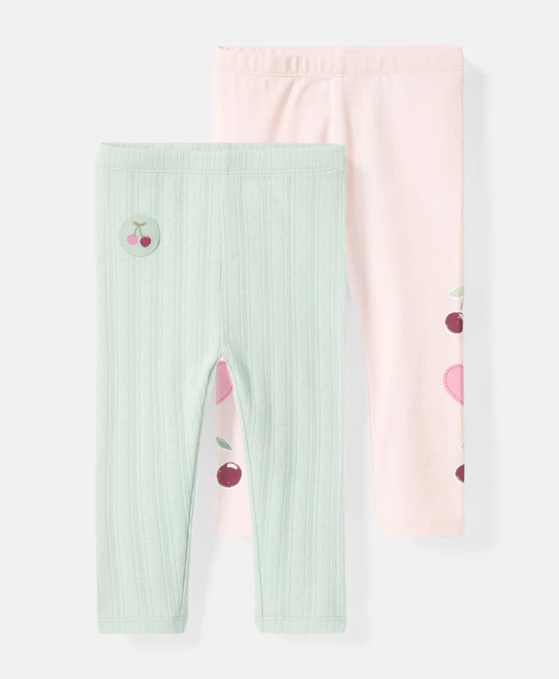 Zestaw legginsów niemowlęcych w wisienki 2-pack 100% bawełna